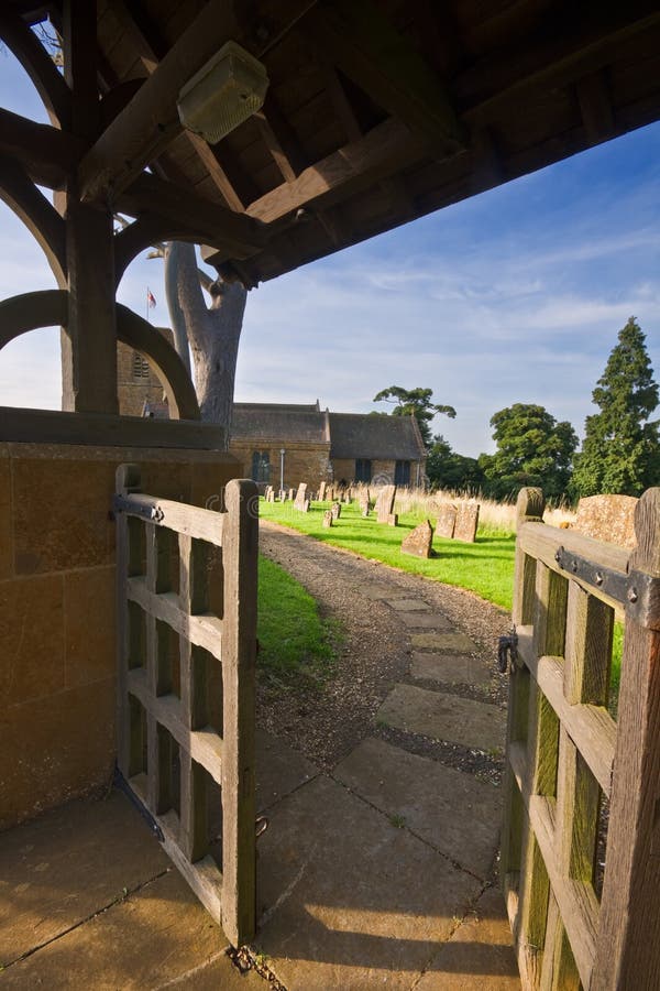 Traditional English Village Churchyard in Snow Stock Photo - Image of ...