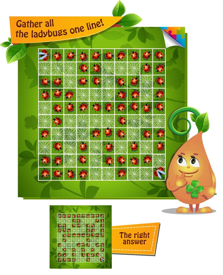 Gather All the Ladybugs One Line Stock Illustration - Illustration of ...