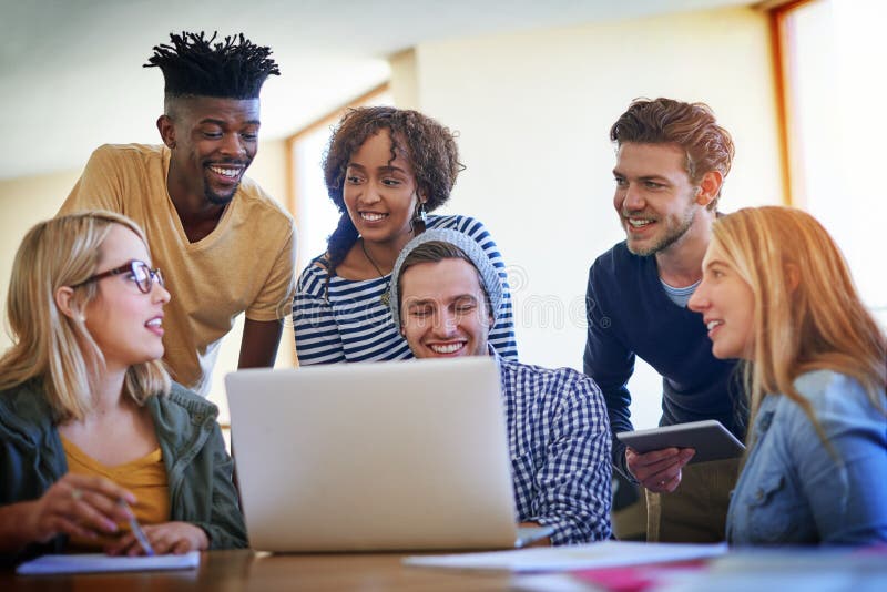Gathered Around for a Group Study Session. a Group of University ...