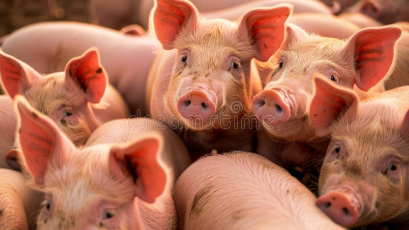 A Gathering of Curious Pigs.AI Generated Image Stock Image - Image of ...