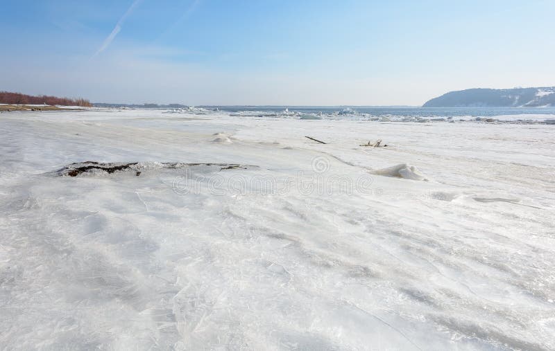 The Gathering of Ice from the River in Early Spring Stock Photo - Image ...
