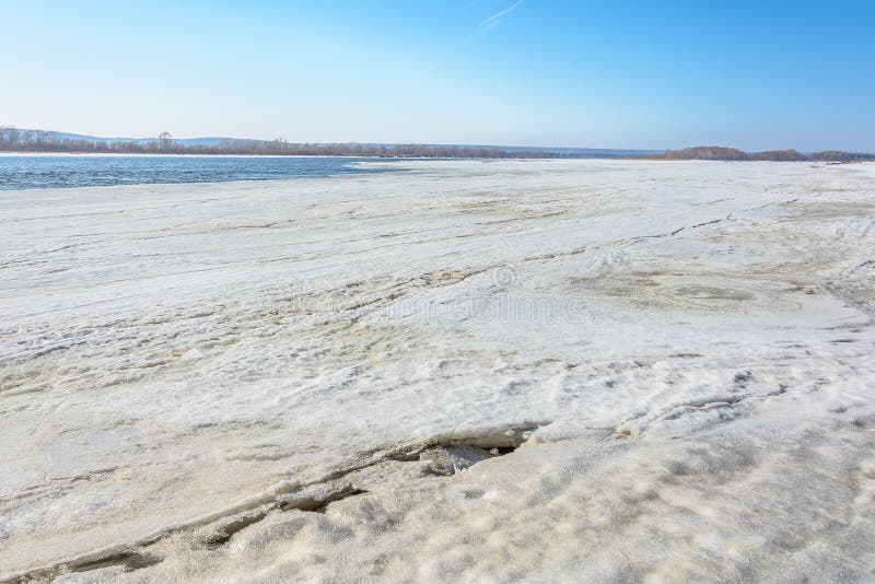 The Gathering of Ice from the River in Early Spring Stock Image - Image ...