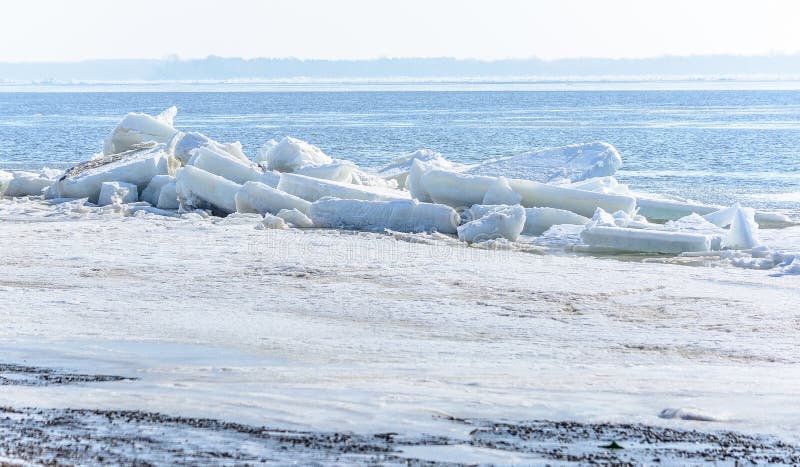 The Gathering of Ice from the River in Early Spring Stock Image - Image ...