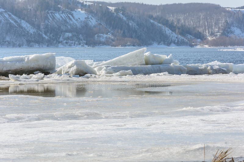 The Gathering of Ice from the River in Early Spring Stock Image - Image ...