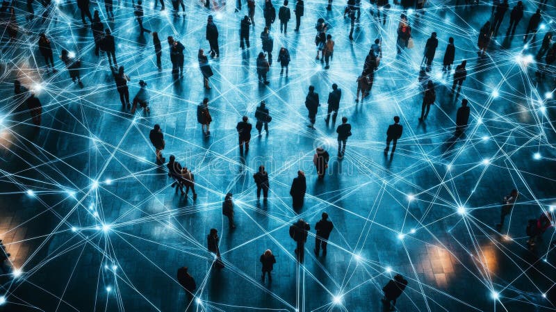 A Gathering of Individuals Connected through Network Hubs. Stock Photo ...