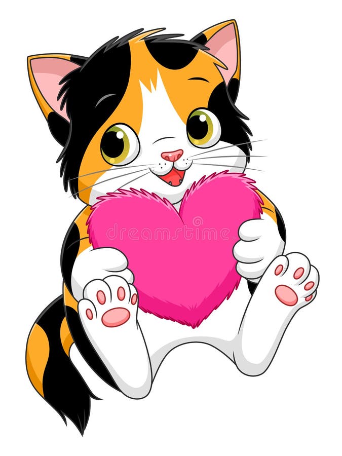 Gatito De La Historieta Con El Corazón Ilustración del Vector ...