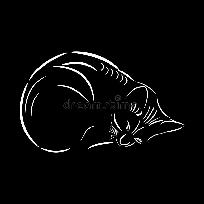 Gatito Dibujo Linear Vektor Stock de ilustración - Ilustración de cerda ...