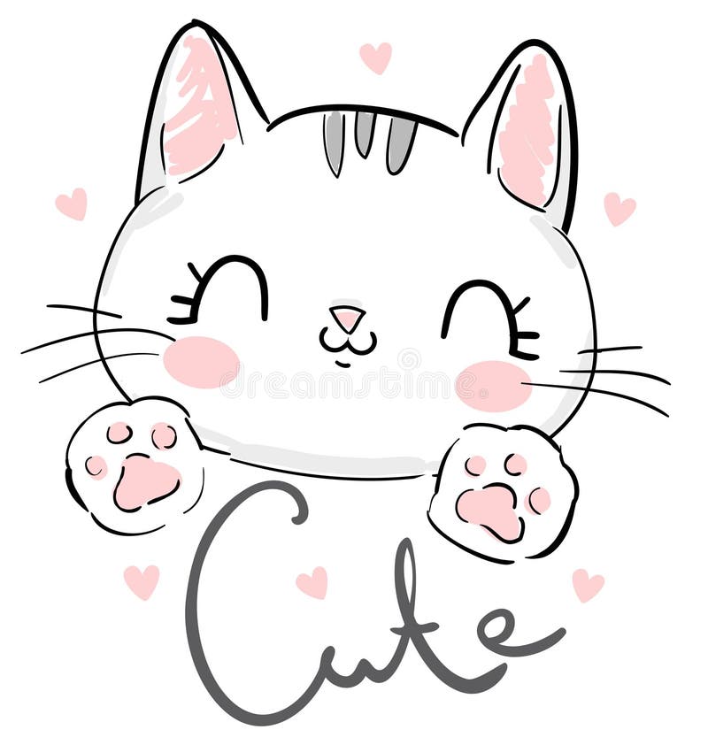 Gatito Lindo Dibujo De Gato Ilustrativo Vectorial Diseño Impreso En