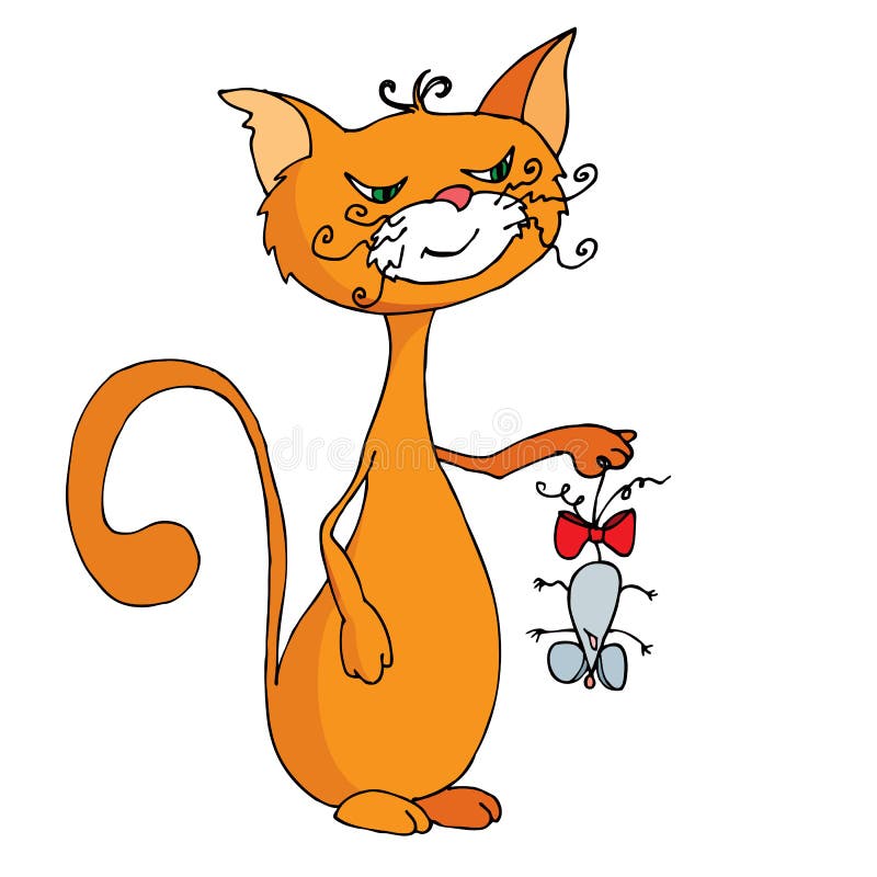 Gato con el ratón ilustración del vector. Ilustración de mascota - 22357997