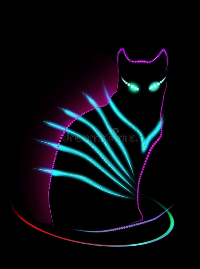 Gato de neón stock de ilustración. Ilustración de belleza - 40169808