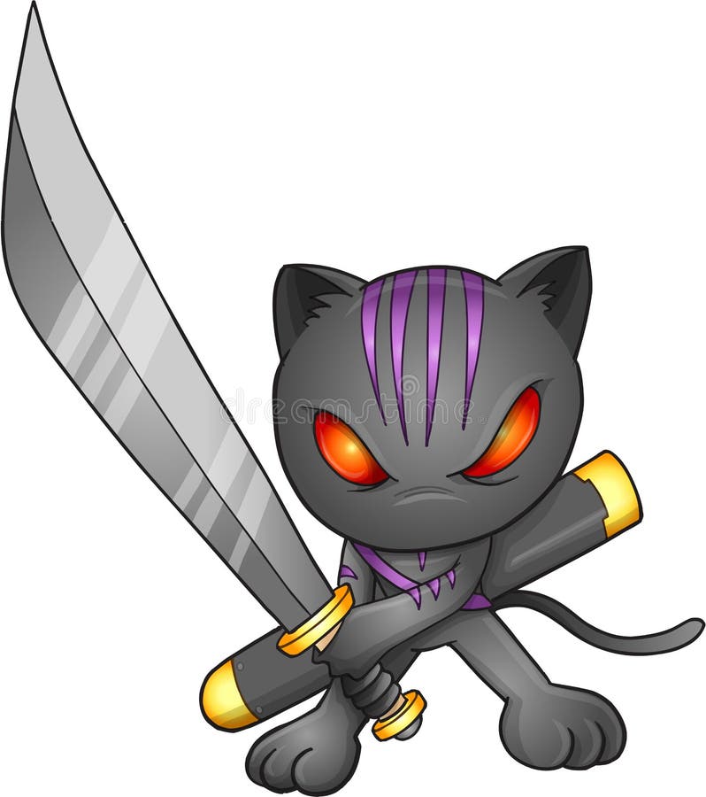 Gato de Ninja ilustração do vetor. Ilustração de animal - 45175306
