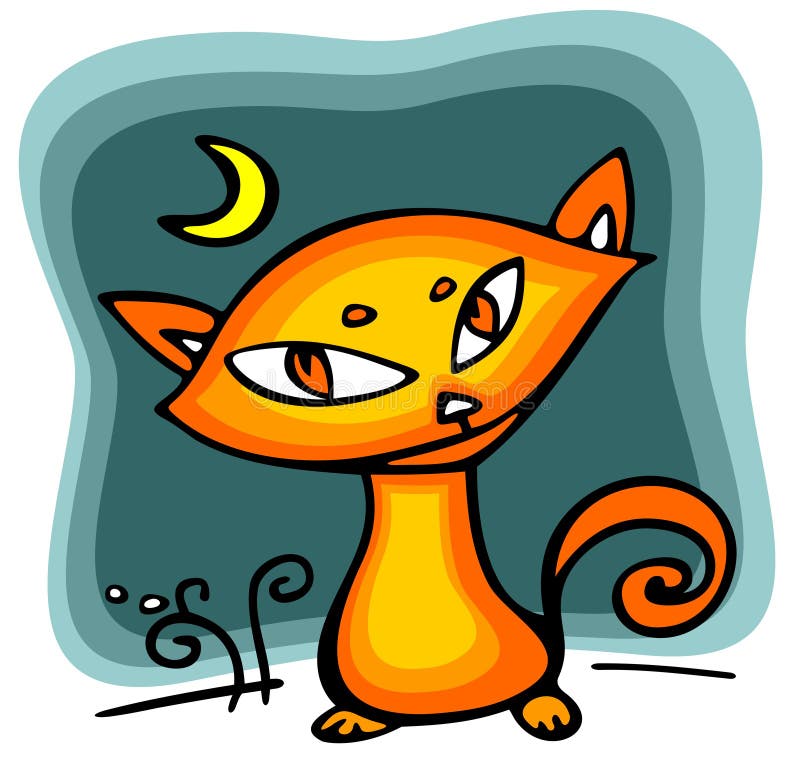 Gato e lua ilustração do vetor. Ilustração de figura - 21555689