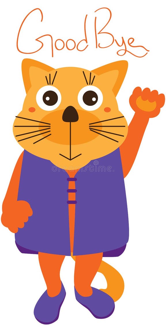Gato lindo adiós ilustración del vector. Ilustración de antropomorfo ...