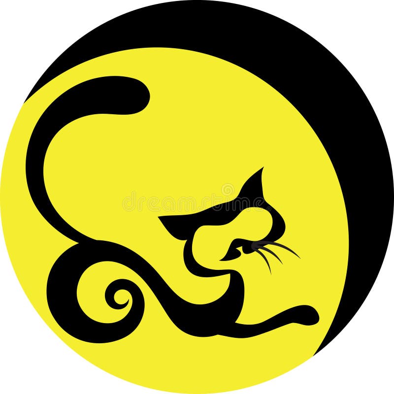 Gato na lua ilustração do vetor. Ilustração de pets, escuro - 12157798