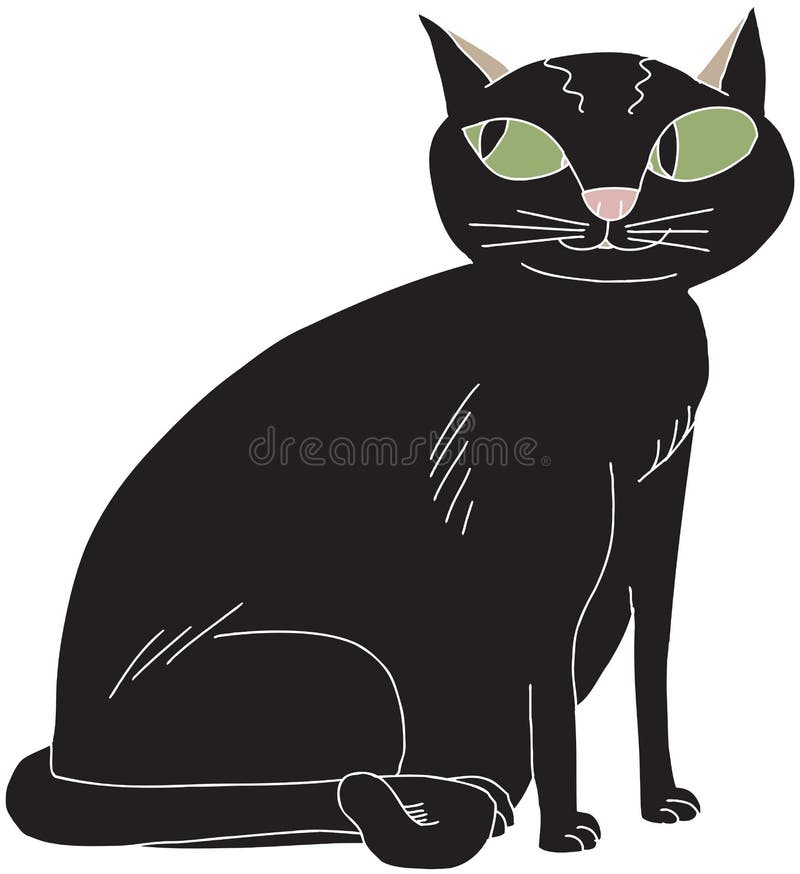 Gato negro lindo ilustración del vector. Ilustración de animal - 41426438