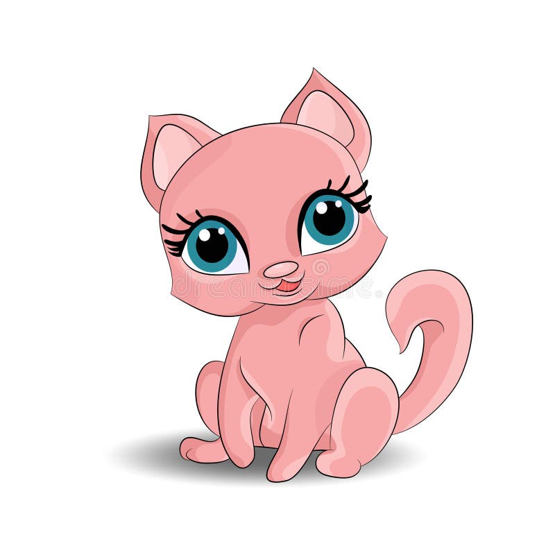 Gato rosado ilustración del vector. Ilustración de rosa - 68593862