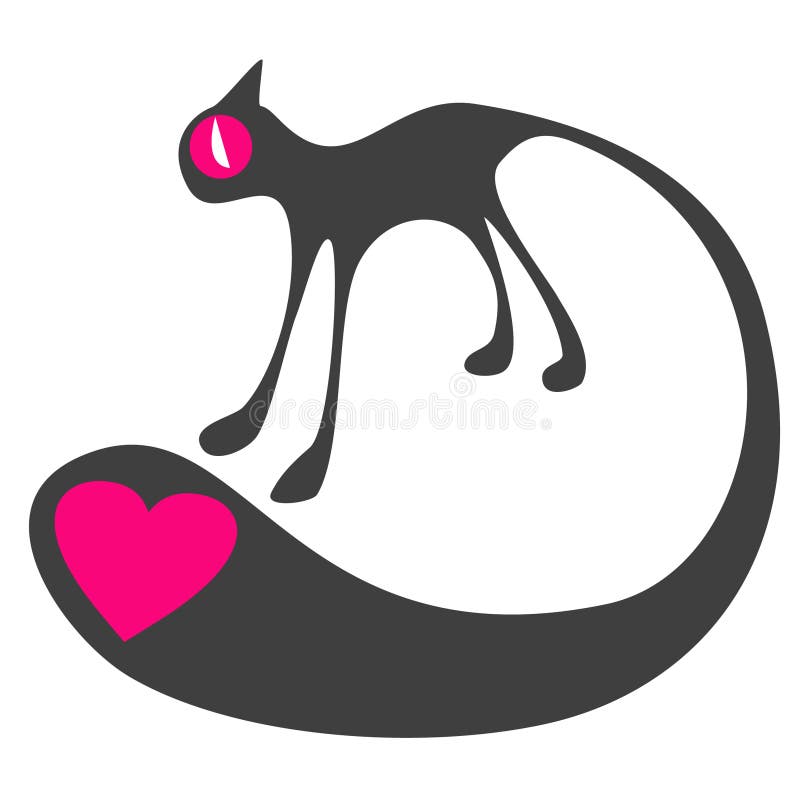 Gato y corazón ilustración del vector. Ilustración de acortar - 12715452