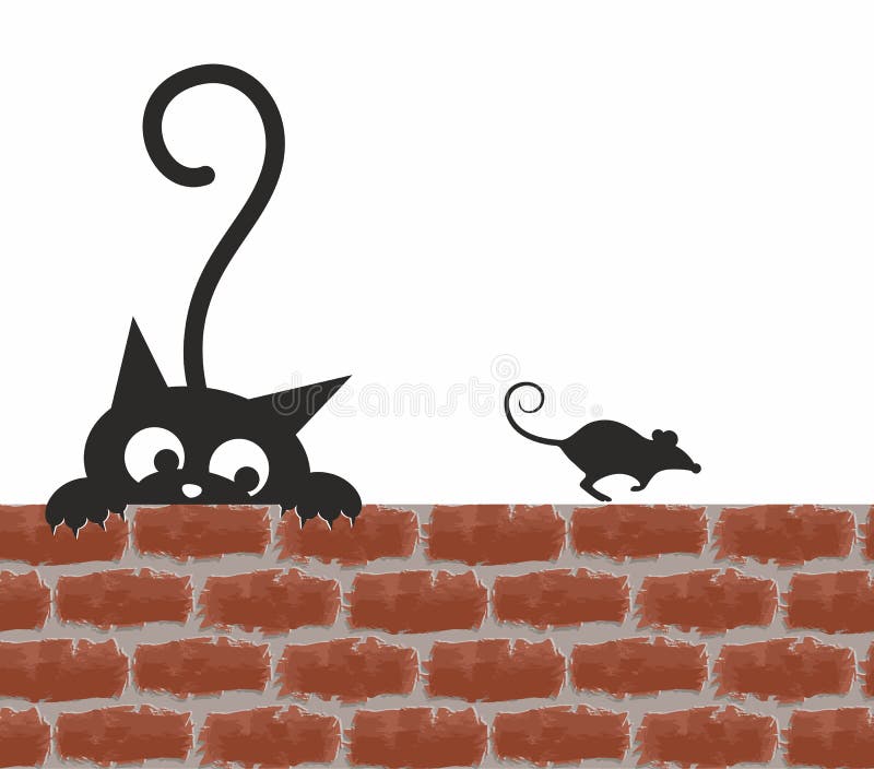 Gato y ratón ilustración del vector. Ilustración de pared - 61451340
