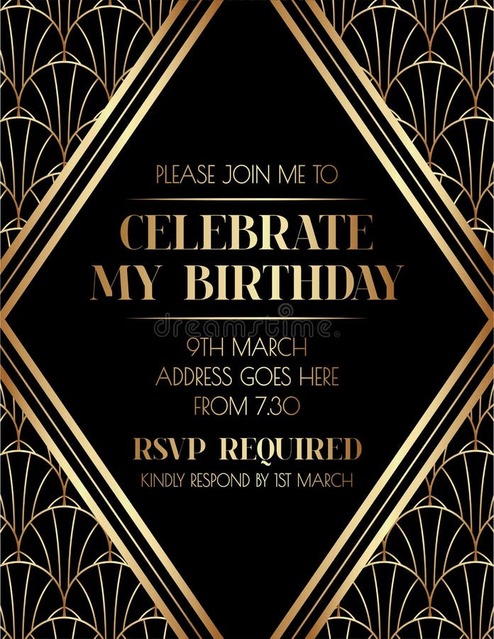 Gatsby Elegant Art Deco Invitation Design Stock Vector - Illustration ...