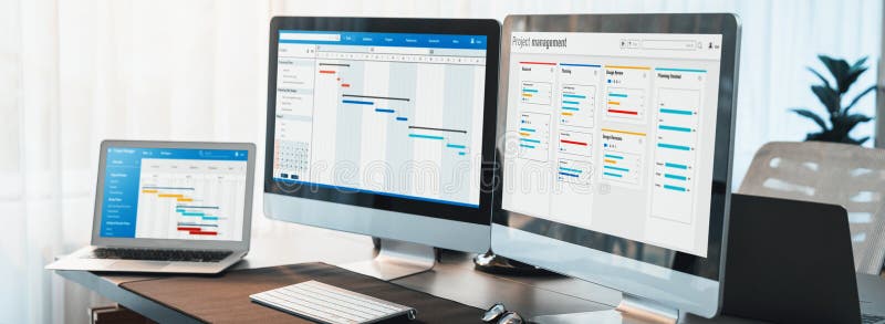 Gatt Chart Software on Computer Screen Showing Business Planning ...