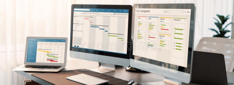 Gatt Chart Software on Computer Screen Showing Business Planning ...