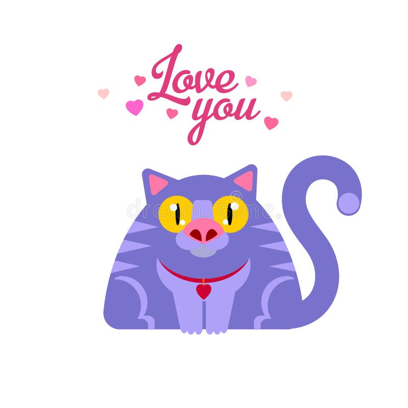 Gatto Con Amore Voi Tipografia Illustrazione Vettoriale - Illustrazione ...