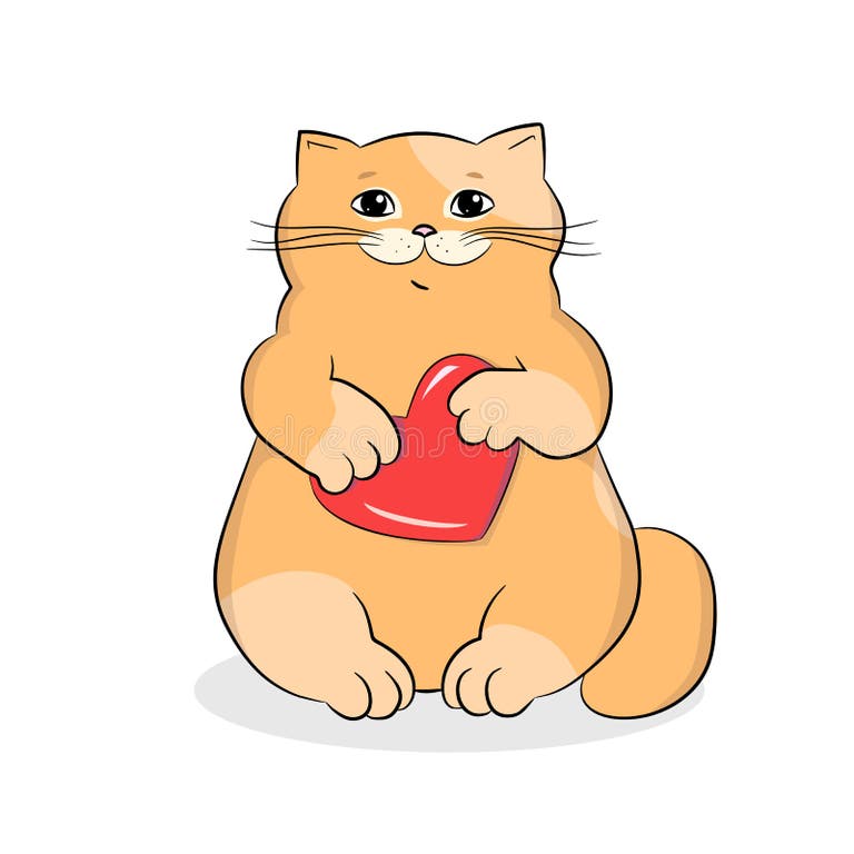 Gatto con cuore illustrazione vettoriale. Illustrazione di gattino ...