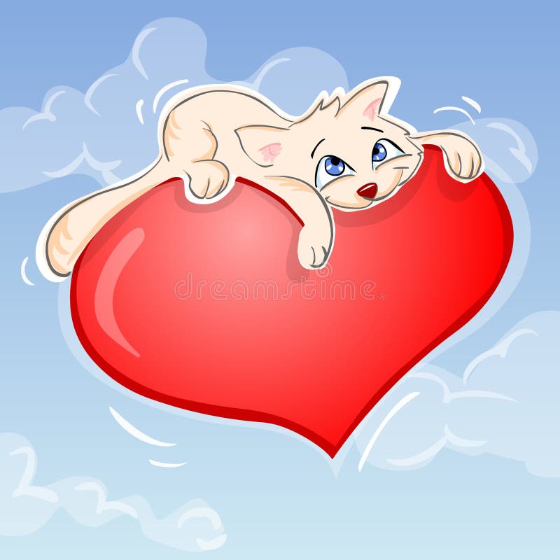 Gatto e cuore illustrazione di stock. Illustrazione di animale - 12267695