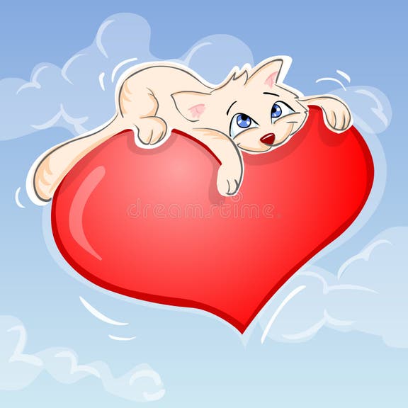 Gatto e cuore illustrazione di stock. Illustrazione di animale - 12267695