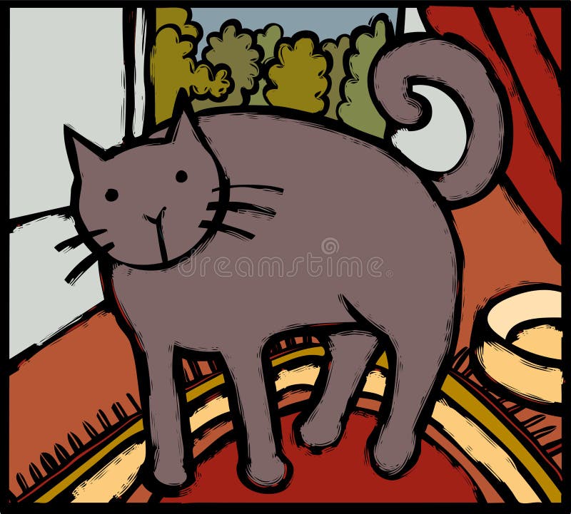 Gatto stilizzato illustrazione vettoriale. Illustrazione di lino - 43438481