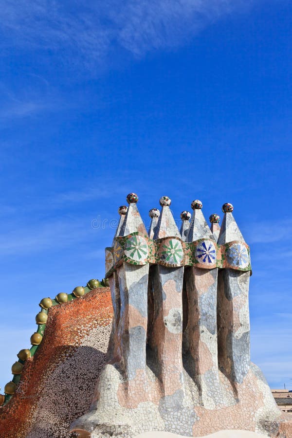 Gaudi rooftop, casa batllo editorial stock image. Image of european ...
