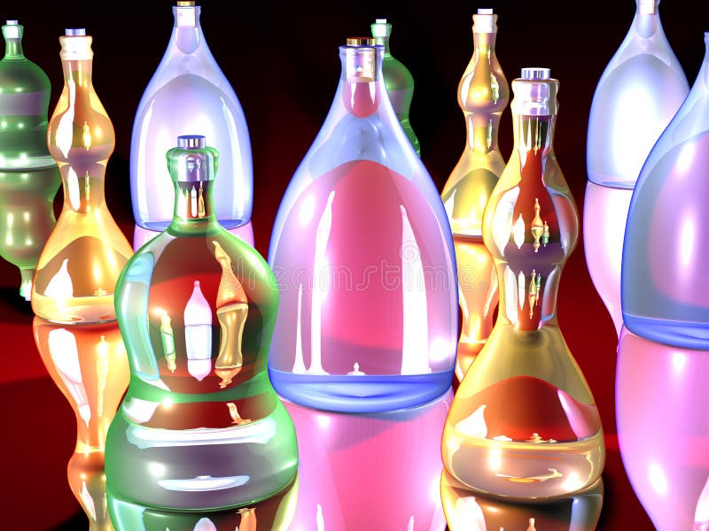 Gaudy Bottles 1 stock illustration. Illustration of comic - 188009