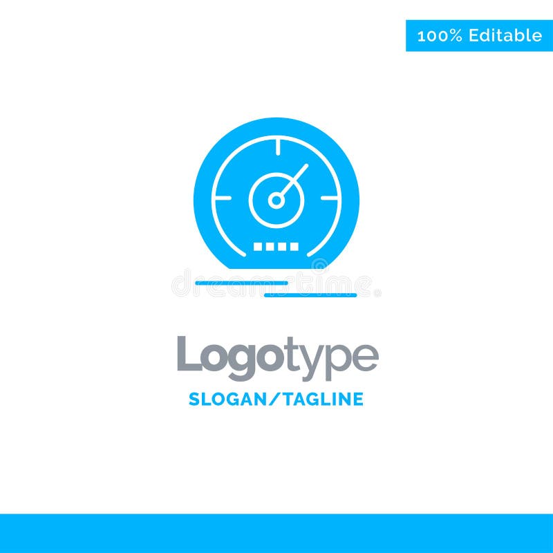 Gauge, Dashboard, Meter, Speed, Speedometer Blue Solid Logo Template ...