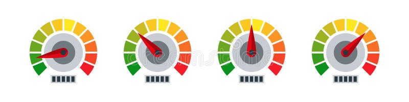 Risk Gauge Scale. Speedometer Icons. Set of Measuring Scales Stock ...