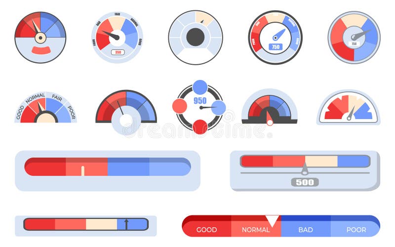 Gauge Indicator Element Collection. Set of Measurement Indicator ...