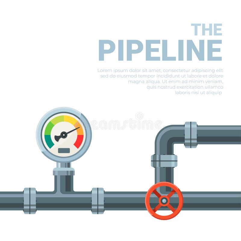 Pipeline with Pressure Gauge Vector Illustration. Stock Illustration ...