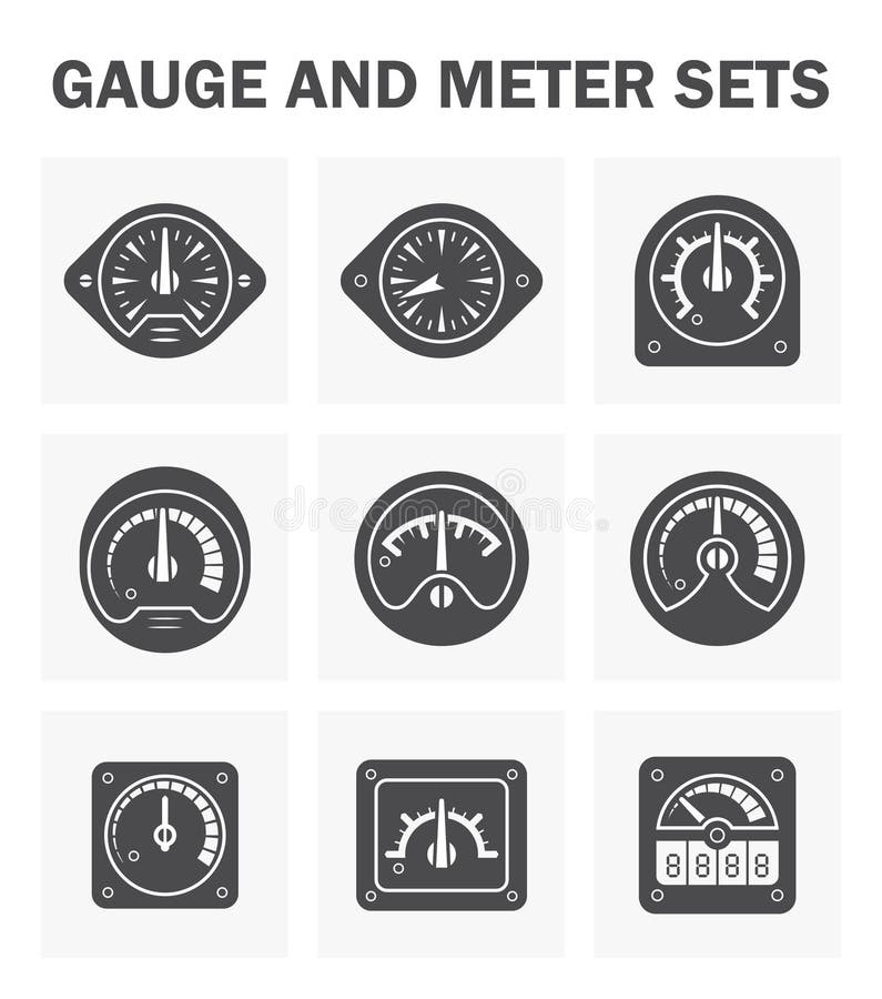 Gauge Meter Symbol, Icon at 4 Stages. Pressure Gauge, Odometer, Stock ...