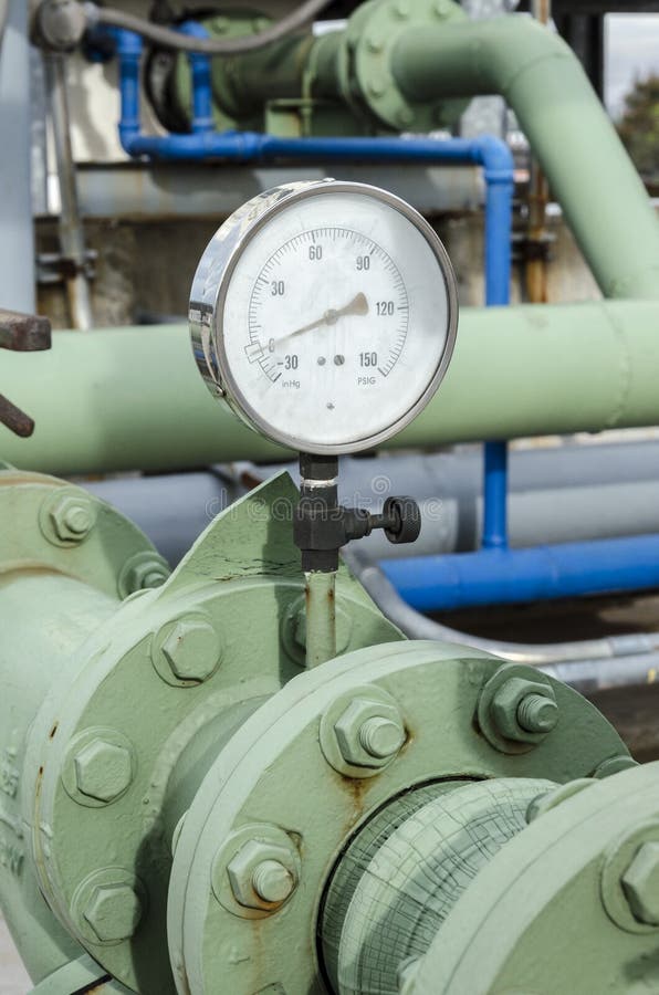 Gauge on pipe line stock image. Image of system, control - 57205533