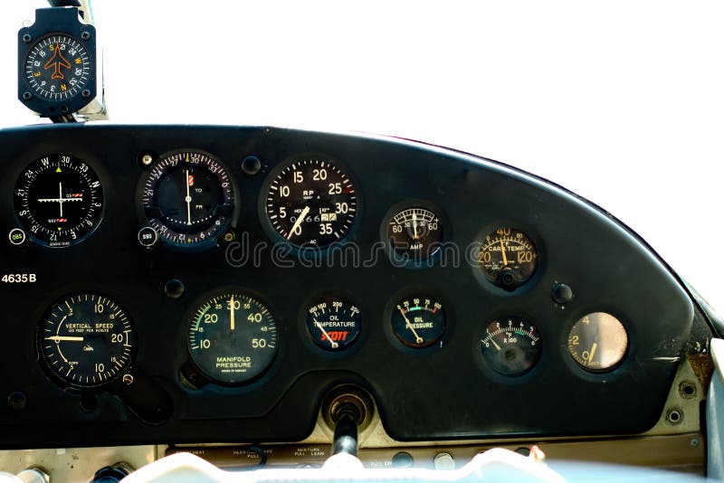Gauges in Cessna cockpit. stock image. Image of airplane - 20072493