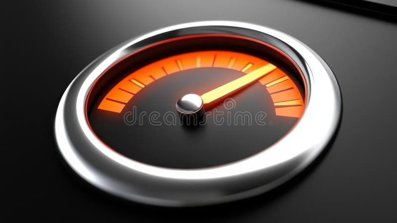 Gauging Success: Speedometer with Glowing Orange Scale on Dark ...