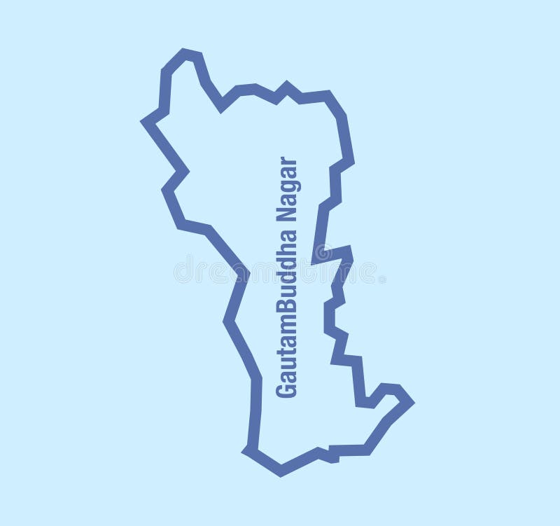 Gautam Buddh Nagar (Noida) District Vector Map with Bold Black Outline ...