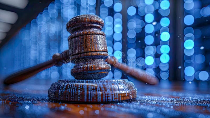 Gavel with Binary Code on the Keyboard, Concept of Cybercrime Stock ...