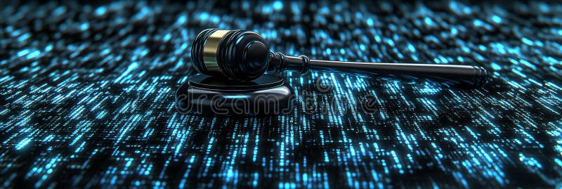 Gavel and Binary Code Legal Technology, Cyber Law Concept. Justice ...
