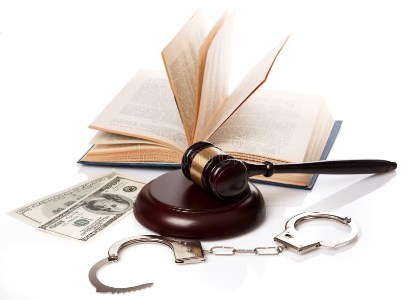 Gavel, books and handcuffs stock image. Image of judicial - 58128683
