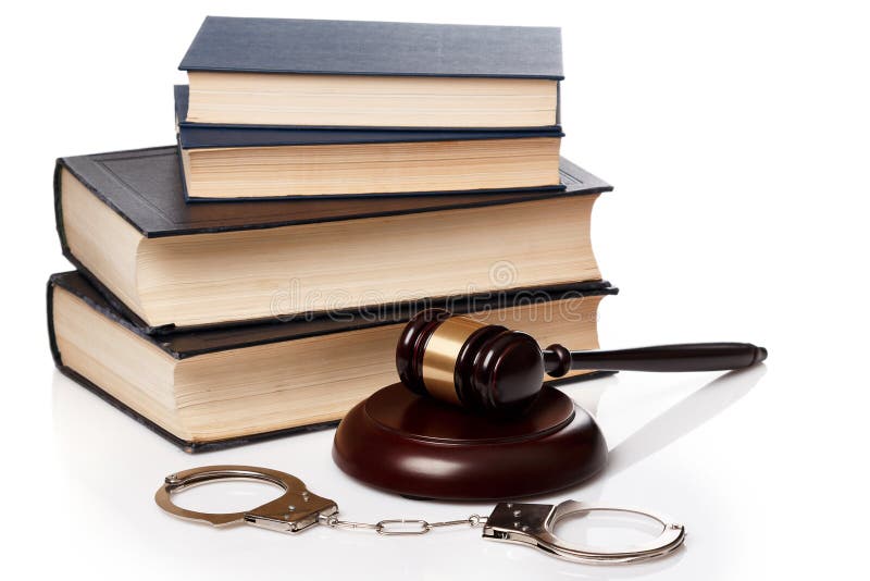 Gavel, books and handcuffs stock image. Image of judicial - 58128683