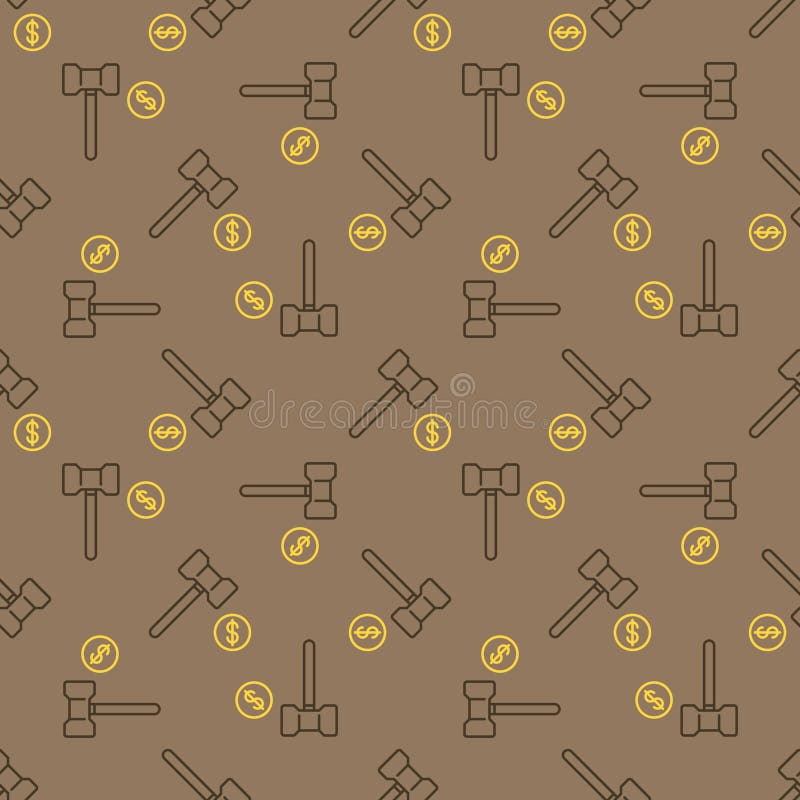 Gavel with Dollar Coin Vector Corruption Concept Seamless Pattern Stock ...