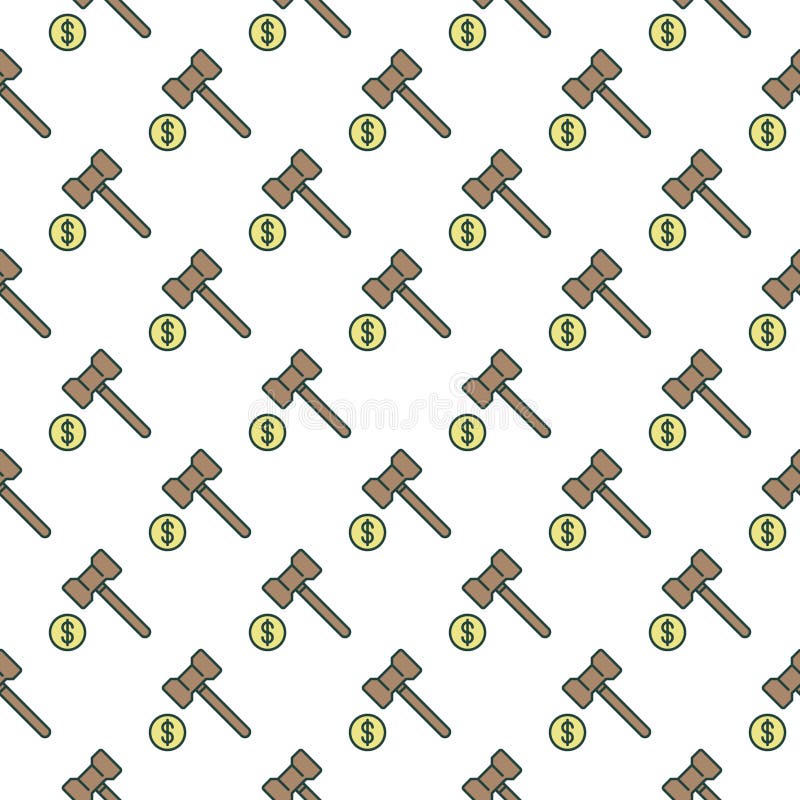 Gavel with Dollar Sign Vector Corruption Colored Seamless Pattern Stock ...