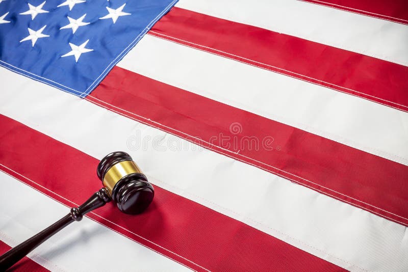 Gavel on the flag of US stock photo. Image of insurance - 70645670