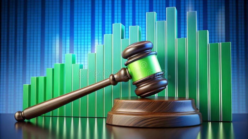 Gavel on Green Bar Graph Financial Justice Concept Stock Illustration ...
