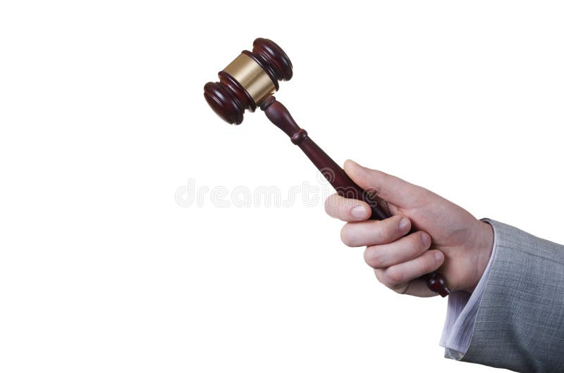 Hand holding judge gavel stock image. Image of legal - 156585601